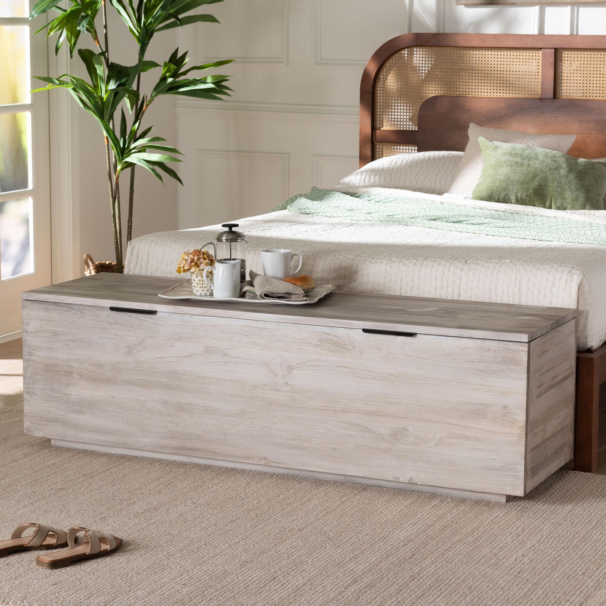 bali & pari Alvaro Modern Storage Trunk, White Wash - Walmart.com