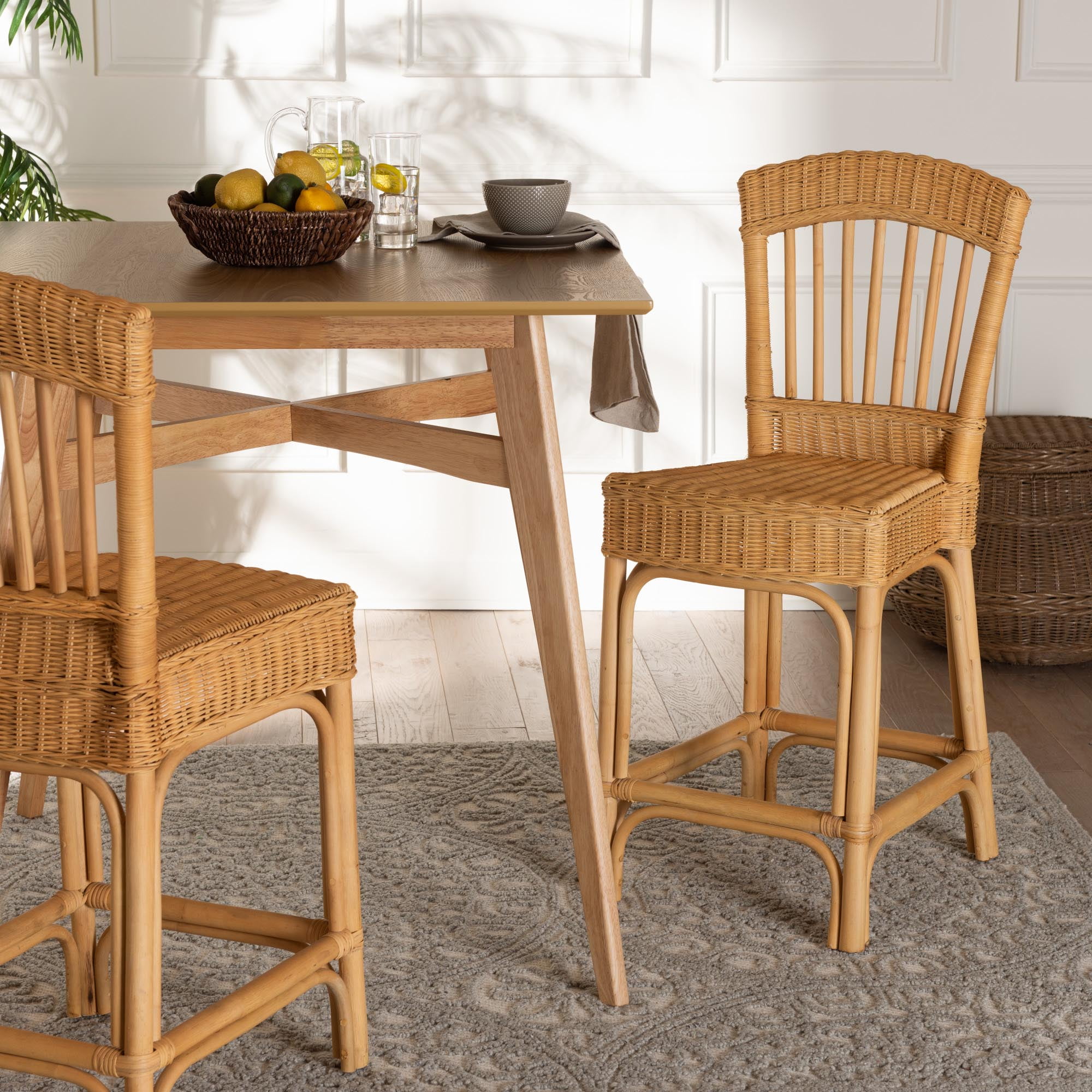 Bali & Pari Barito Rattan Counter Stool - Bohemian Design - Walmart.com