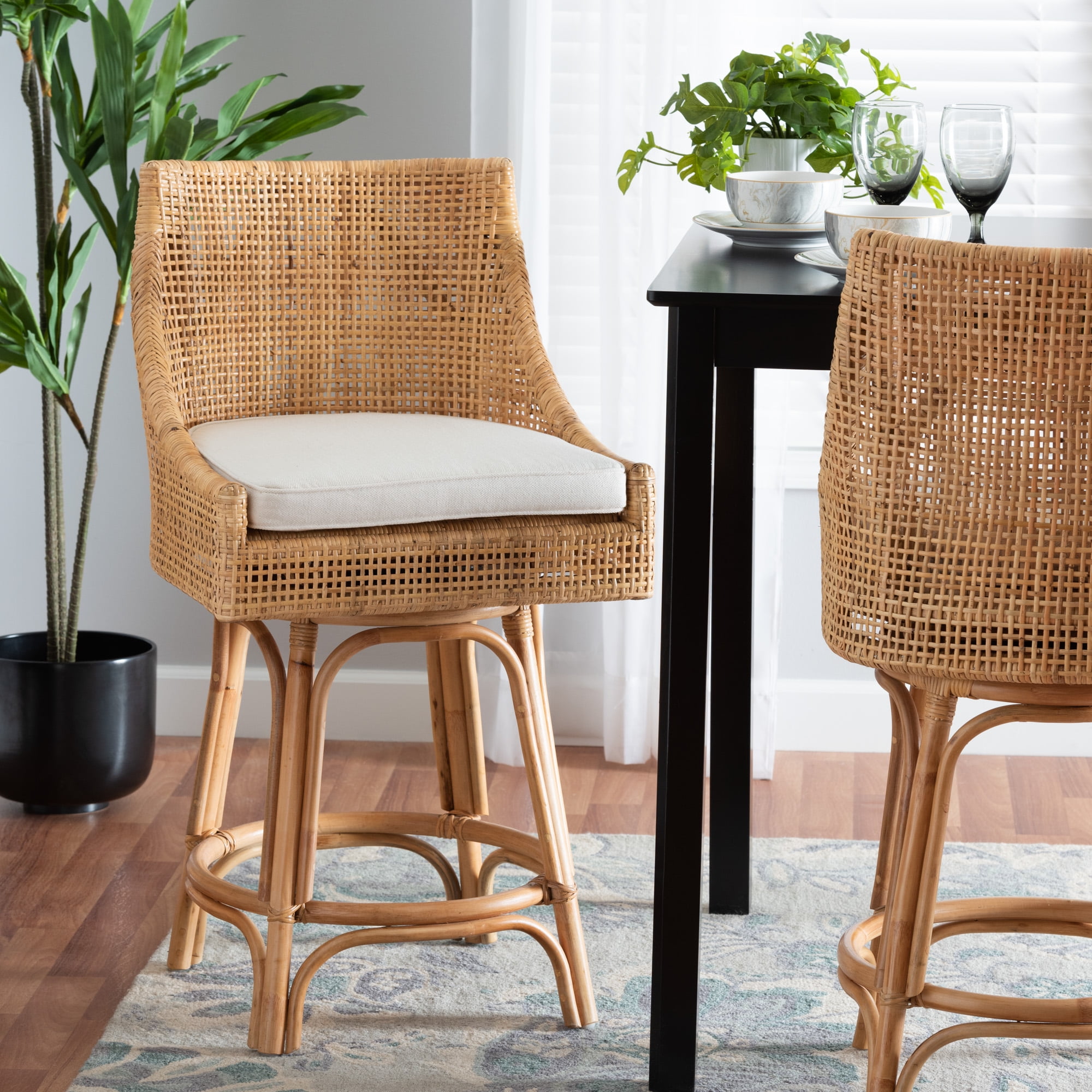bali & pari Bella Rattan BOHO Counter Stool, Natural Brown - Walmart.com