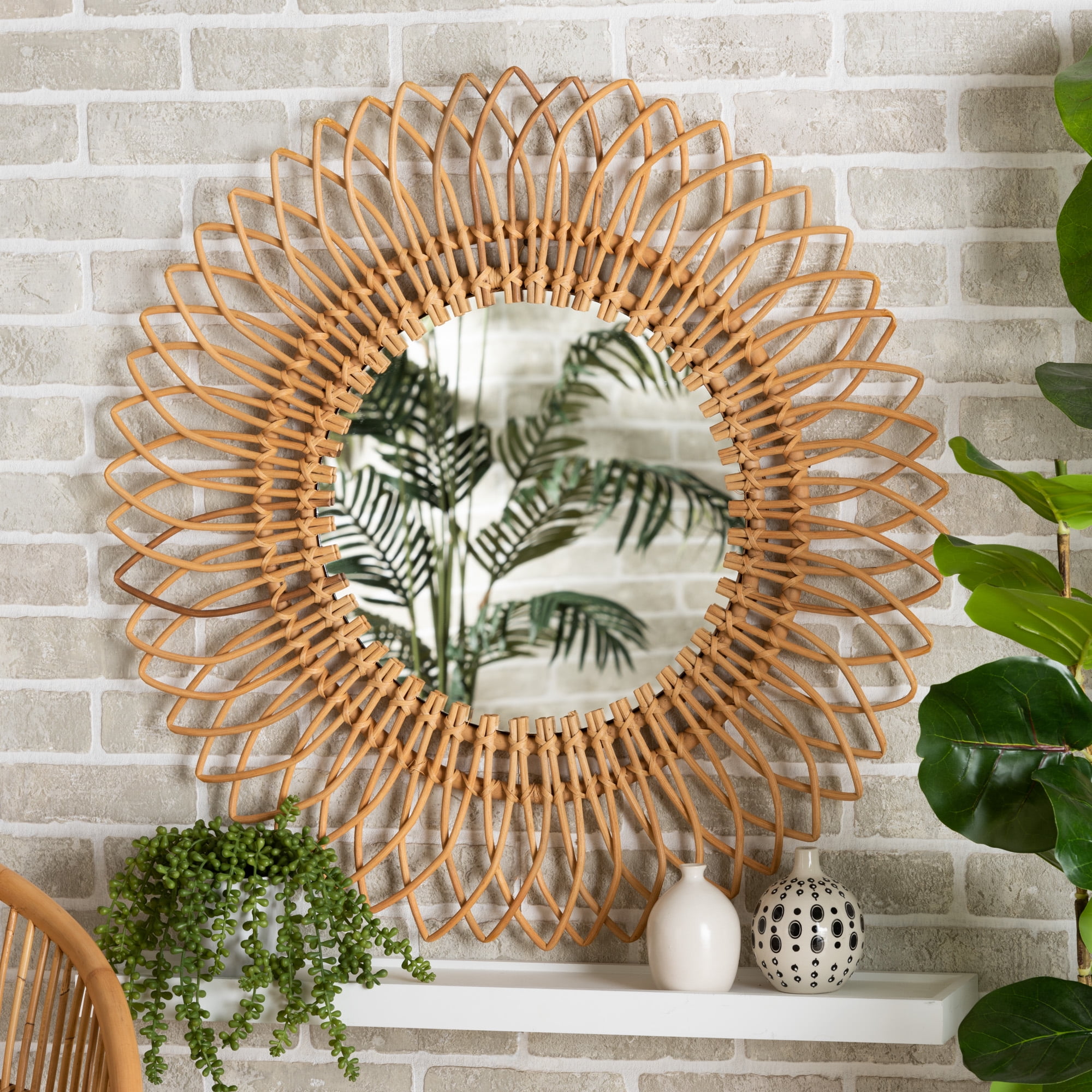 bali & pari Bora Rattan BOHO Mirror, Natural Brown - Walmart.com