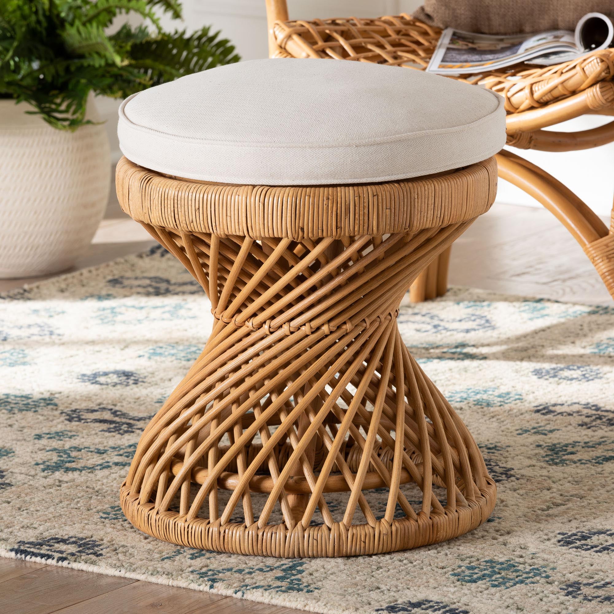 Bali & Pari Borneo Footstool - Handcrafted Rattan Design - Walmart.com