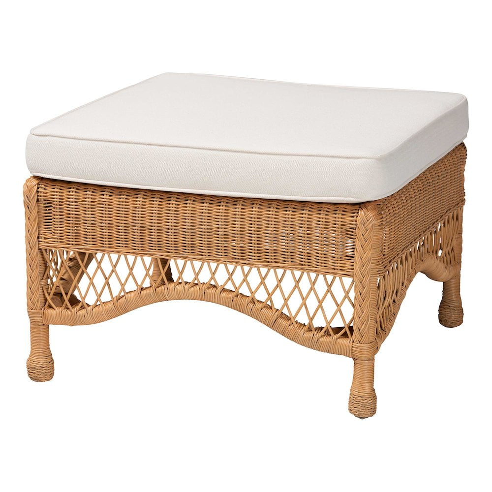 bali & pari Brooklyn Bohemian Light Honey Braided Rattan Ottoman Stool ...