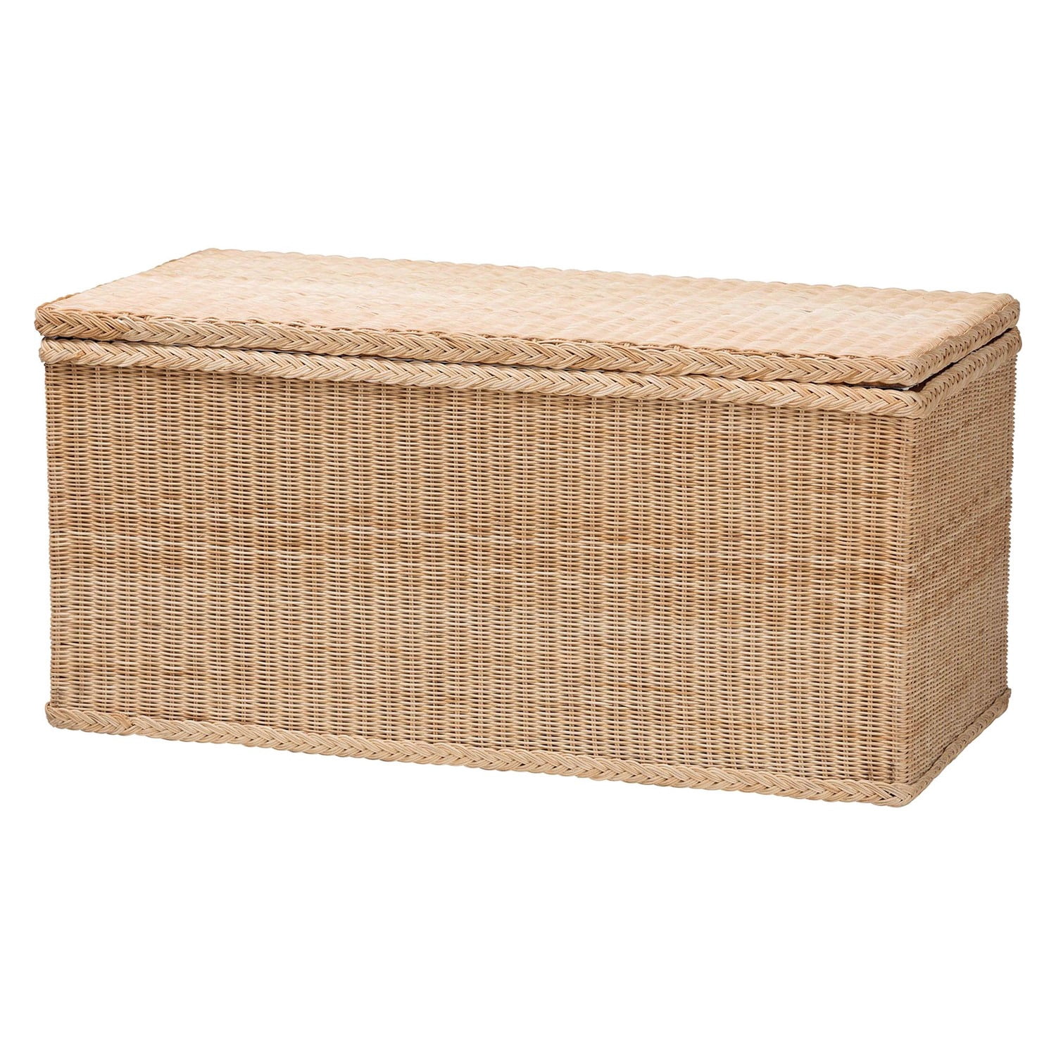 bali & pari Caden Braided Natural Rattan Chest with Lift-top Lid ...