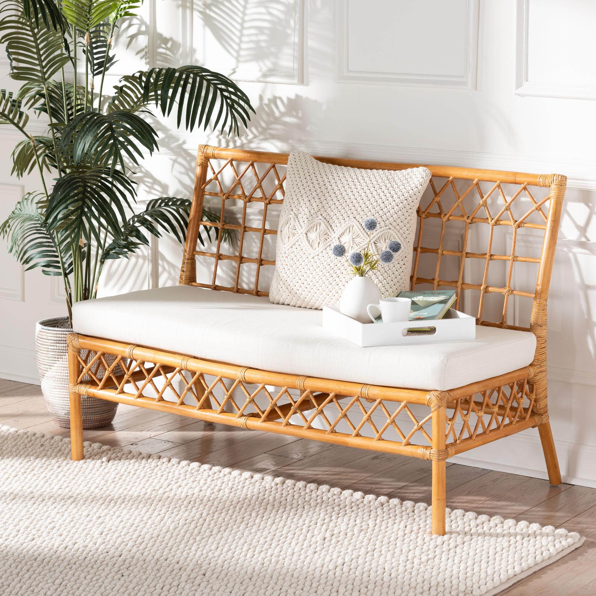bali & pari Capella Boho Dining Bench, One Size, Light honey - Walmart.com