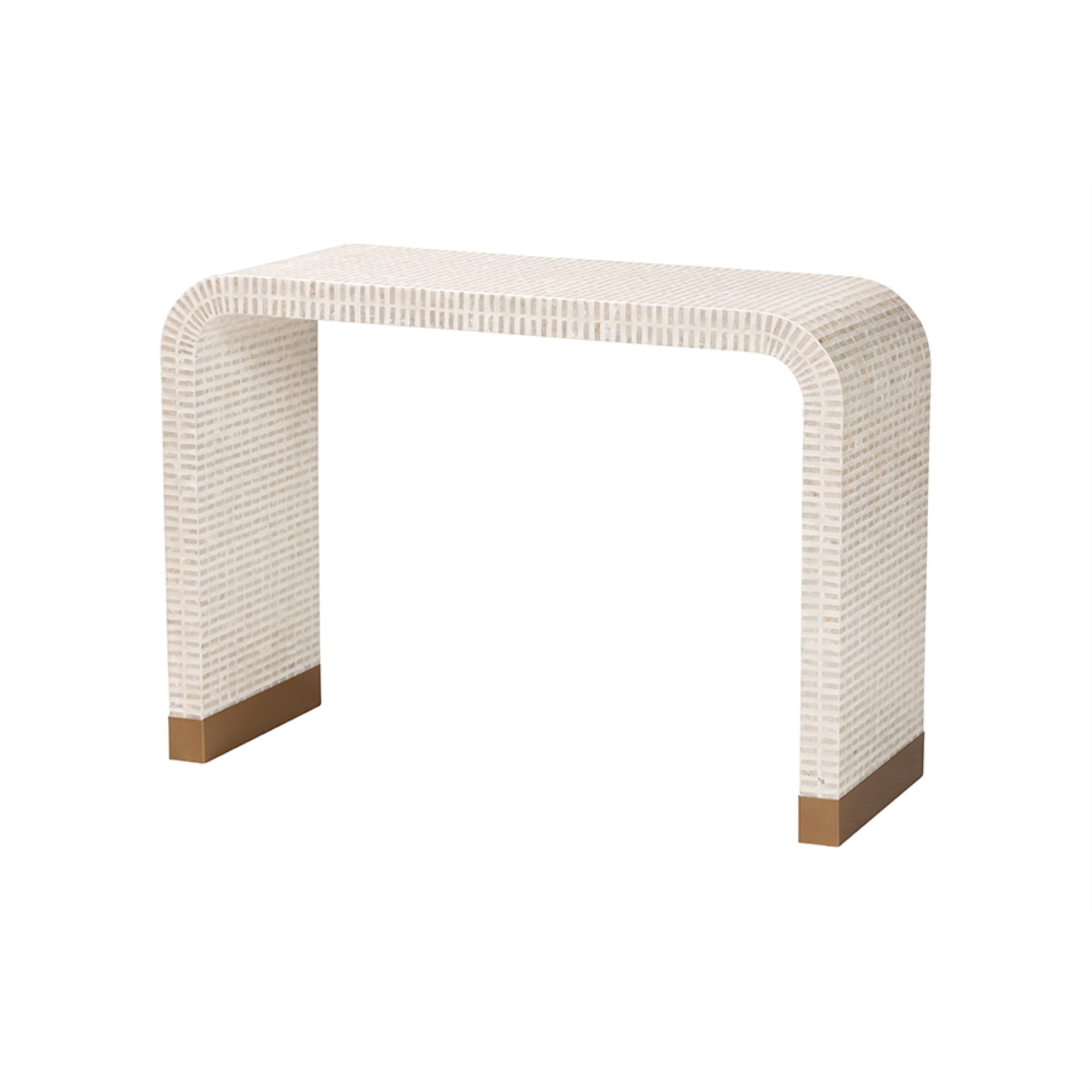 bali & pari Carlyn Beige and White Mother of Pearl Capiz Shell Console ...