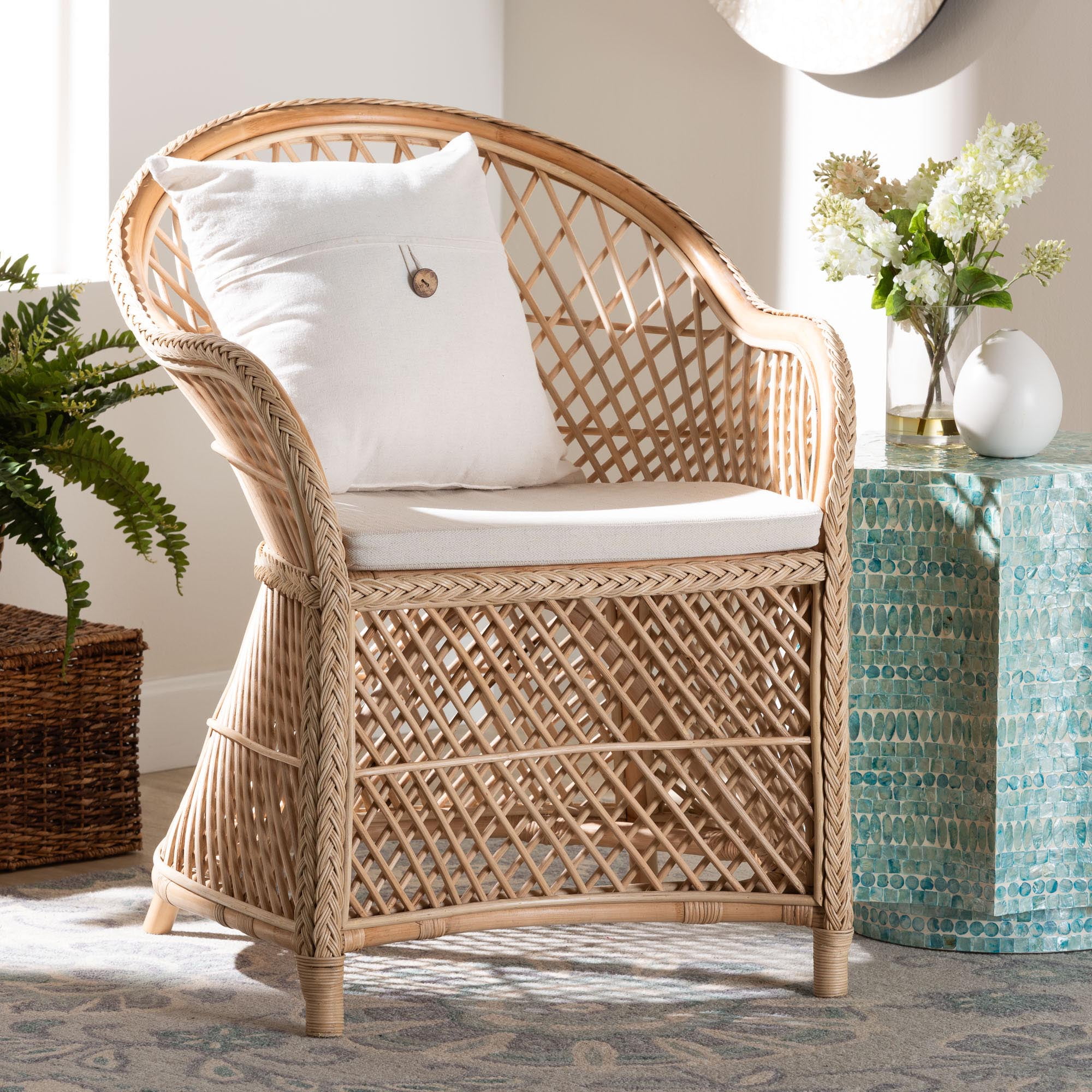 bali & pari Casilda Boho Arm Chair, Natural - Walmart.com