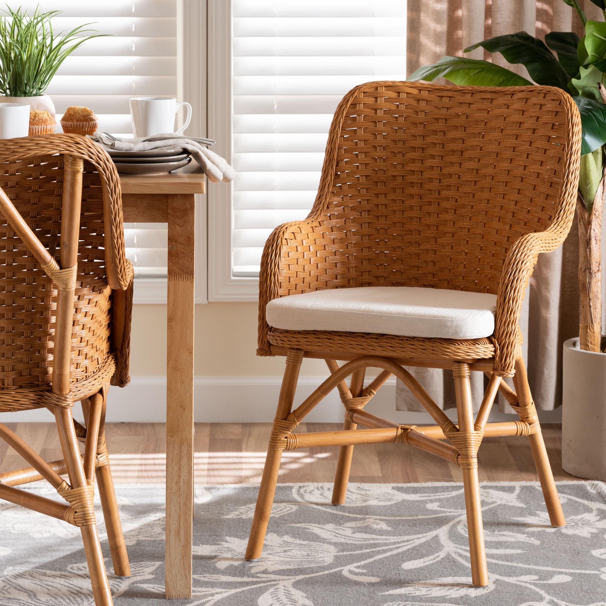 Bali & Pari Celsie Boho Rattan Dining Chair, Light Honey - Walmart.com
