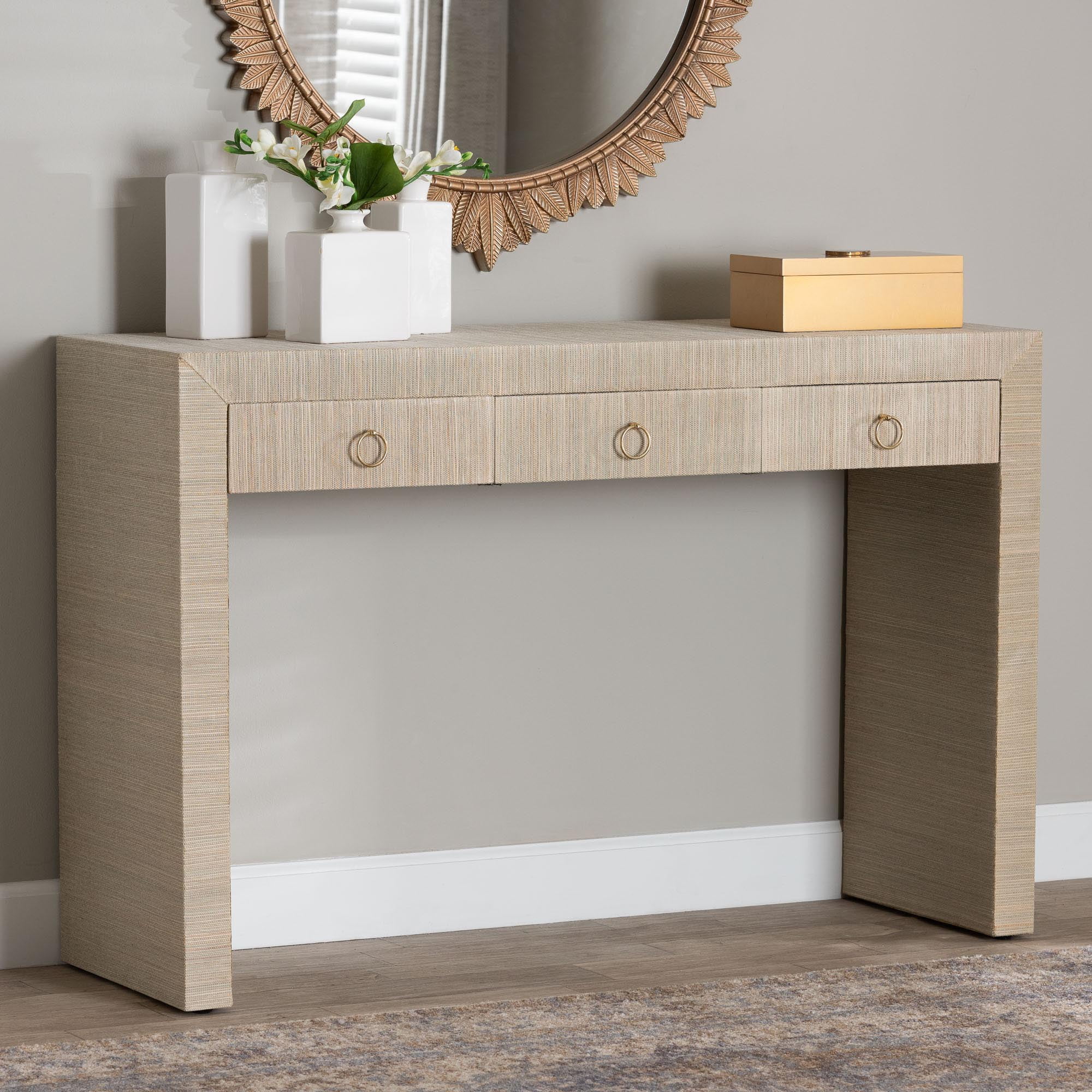 bali & pari Cielo Boho Console Table, 3-Drawer, Natural - Walmart.com