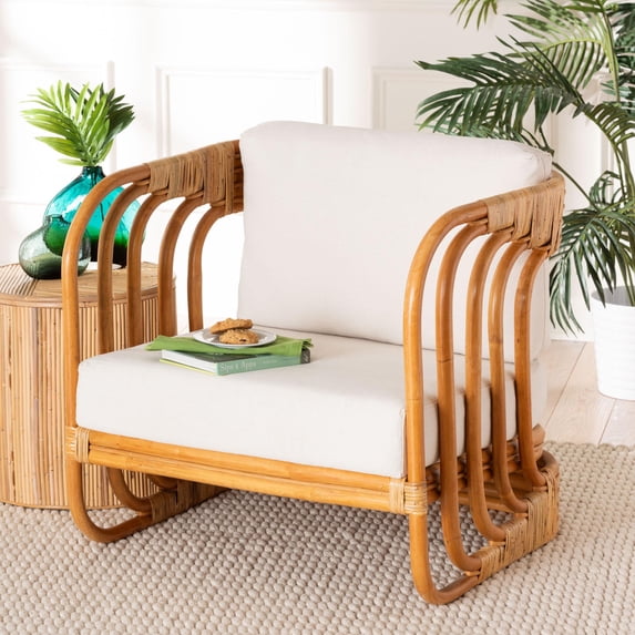 bali & pari Corsa Arm Chair - Handcrafted Rattan - Cushions - Walmart.com