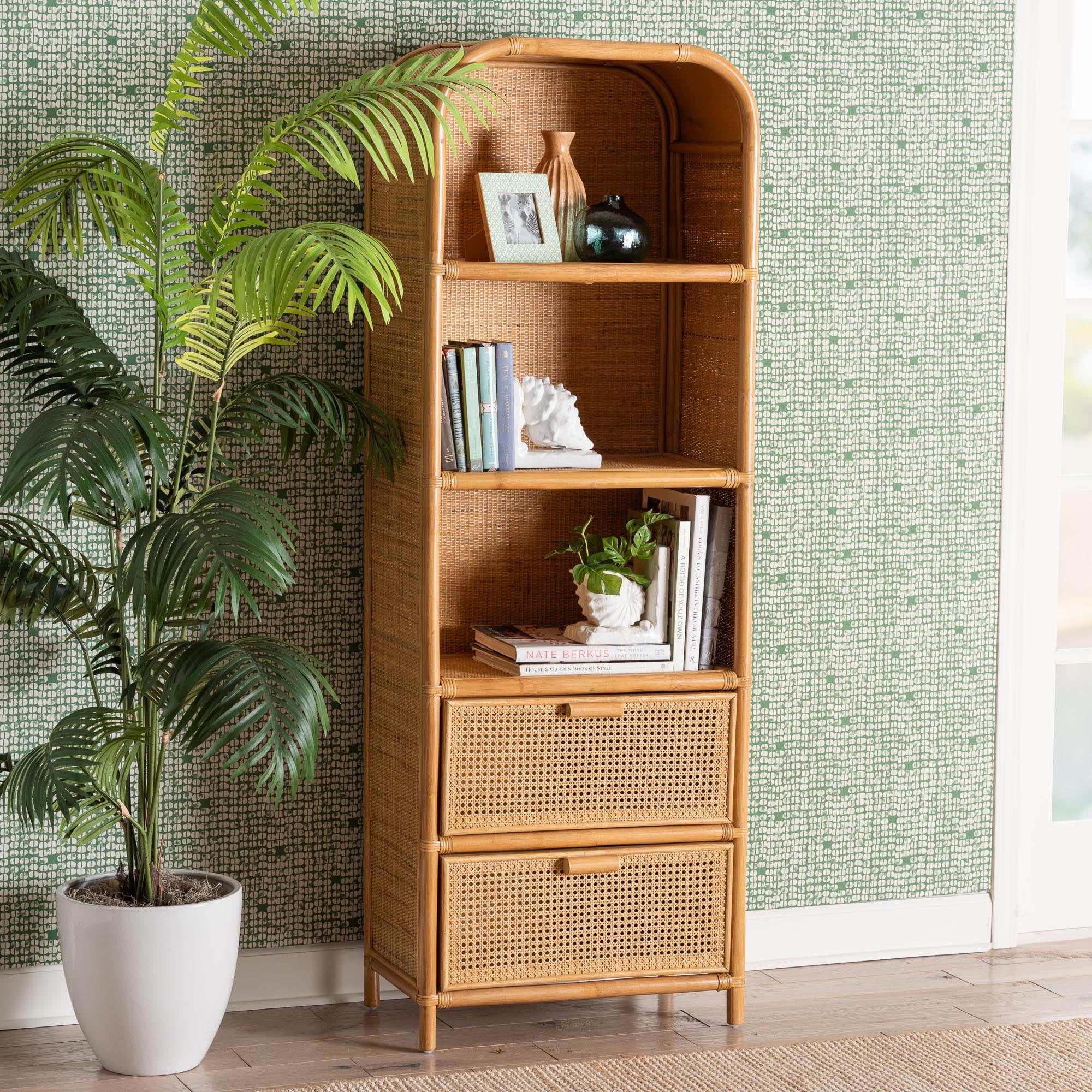 bali & pari Curacao Boho Bookcase, One Size, Light honey - Walmart.com