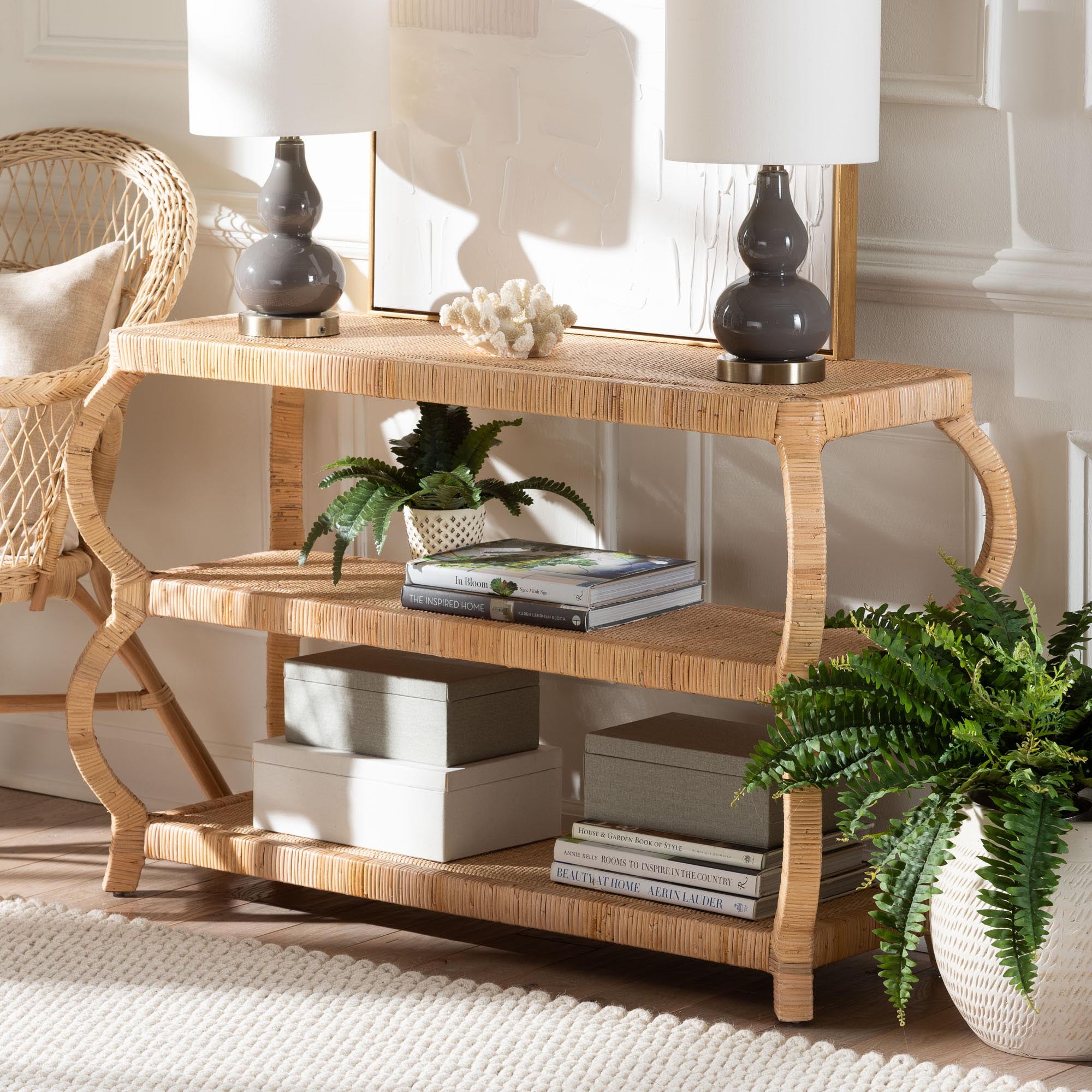 bali & pari Dalida Boho Console Table, 3-Tier, Natural - Walmart.com