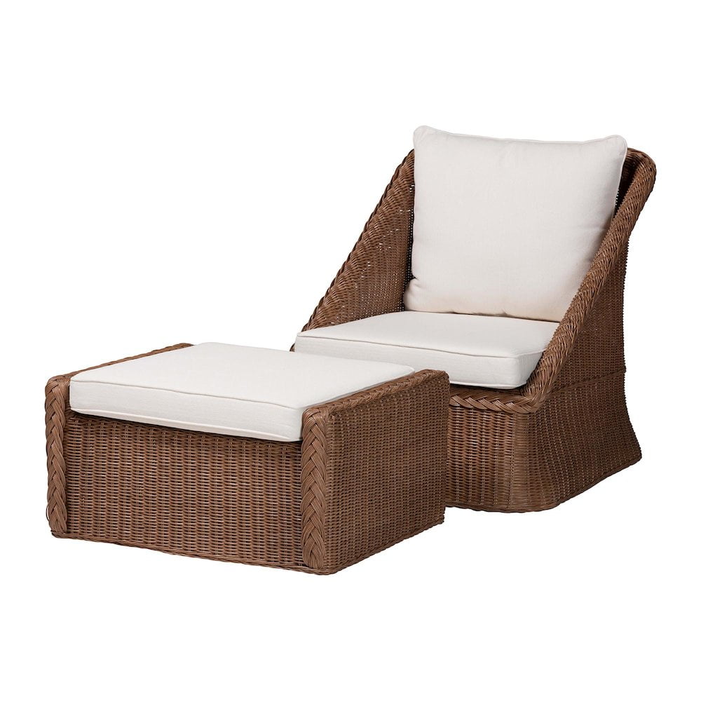 bali & pari Derris Bohemian Peanut Brown Braided Rattan 2-Piece Arm ...
