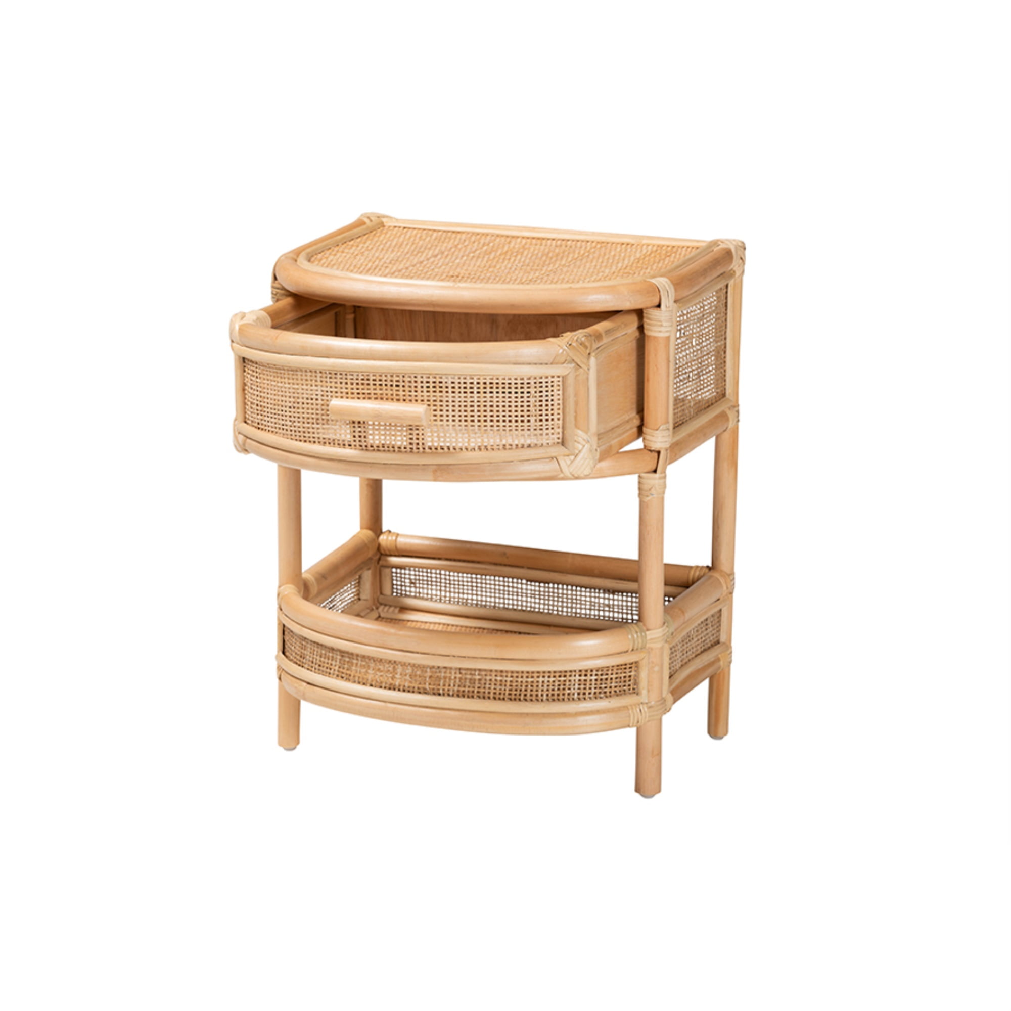 bali & pari Divitia Bohemian Natural Rattan 1-Drawer Nightstand ...