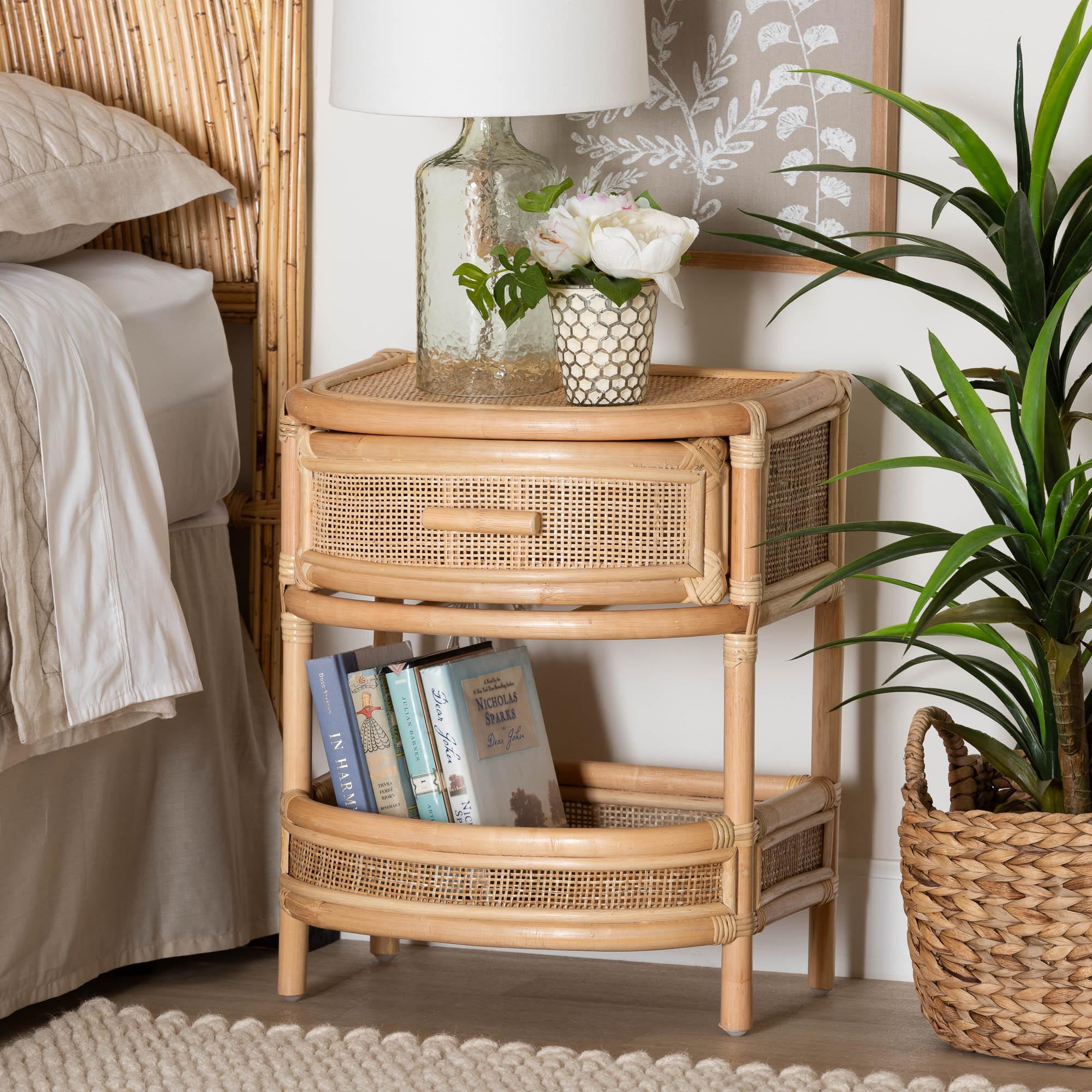 bali & pari Divitia Boho Nightstand, 1-Drawer, Natural - Walmart.com