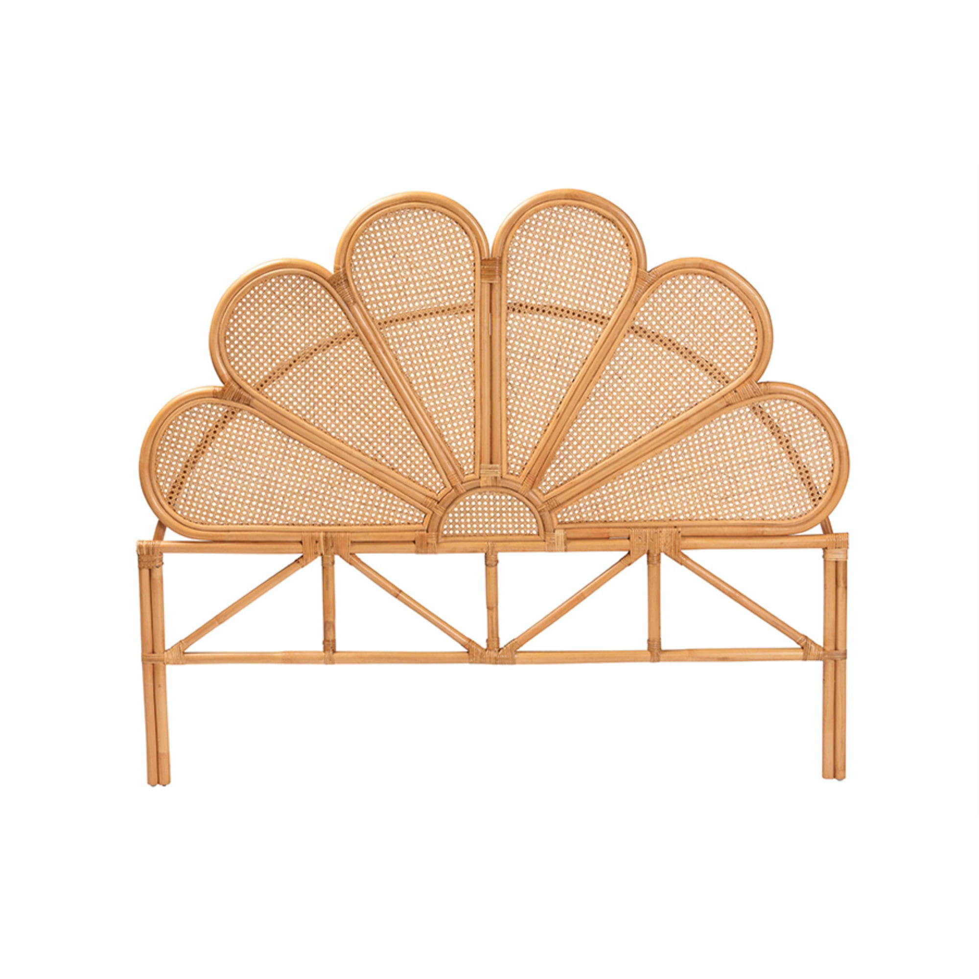 bali & pari Flower Modern Bohemian Honey Rattan Queen Size Standalone ...