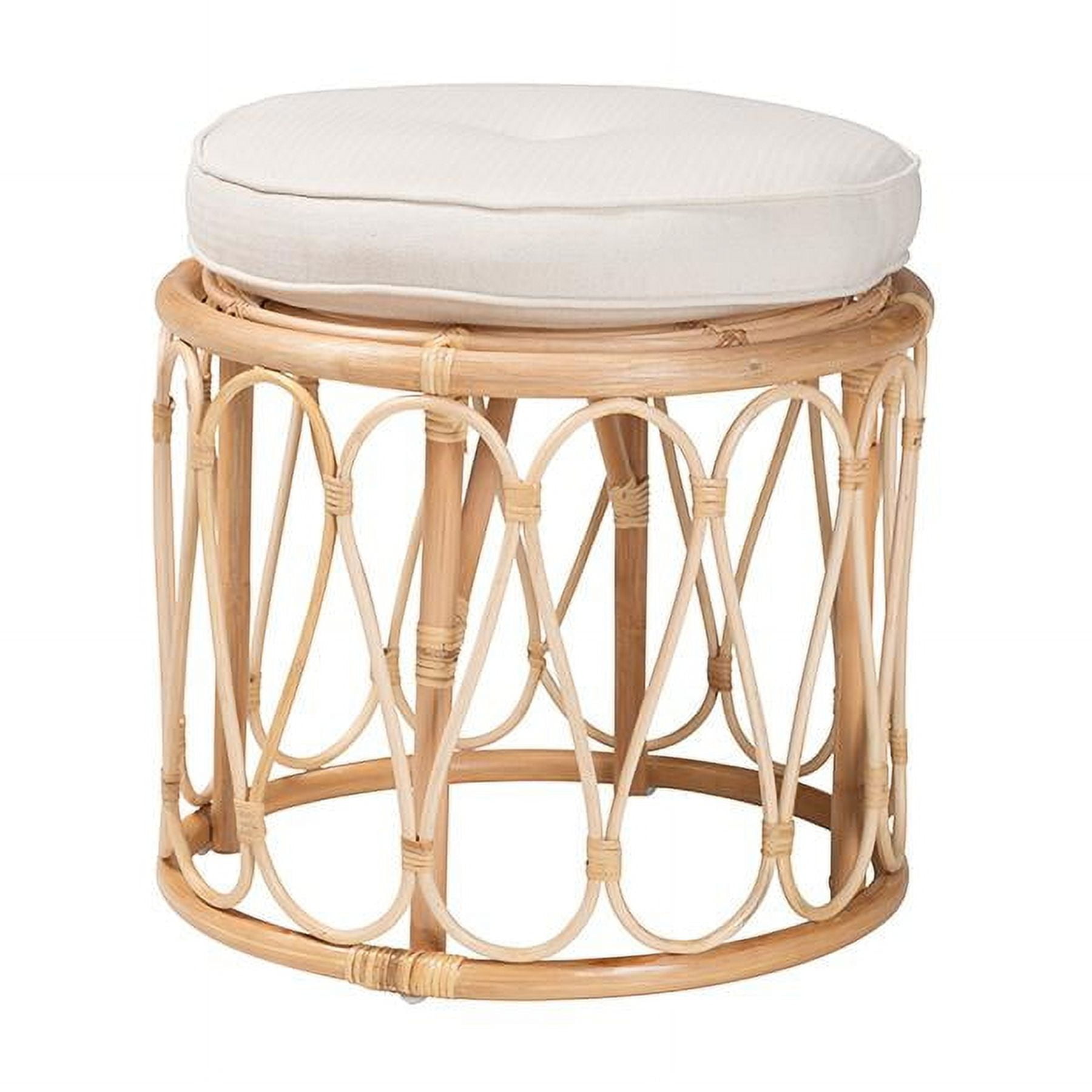 bali & pari Hachiro Bohemian Natural Rattan Ottoman Footstool - Walmart.com