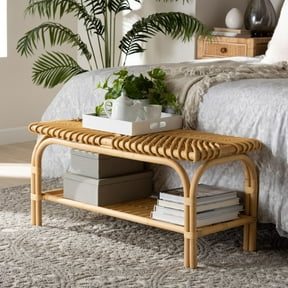 Septa Rattan BOHO Bench 38.60 W x 15.00 D x 18.10 H - Walmart.com