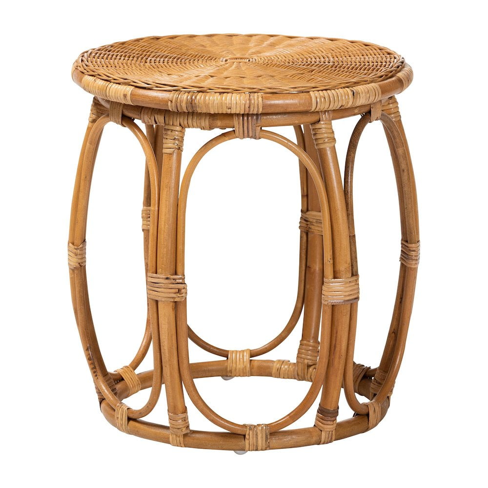 bali & pari Jayana Natural Rattan Round End Table - Handwoven Wicker ...