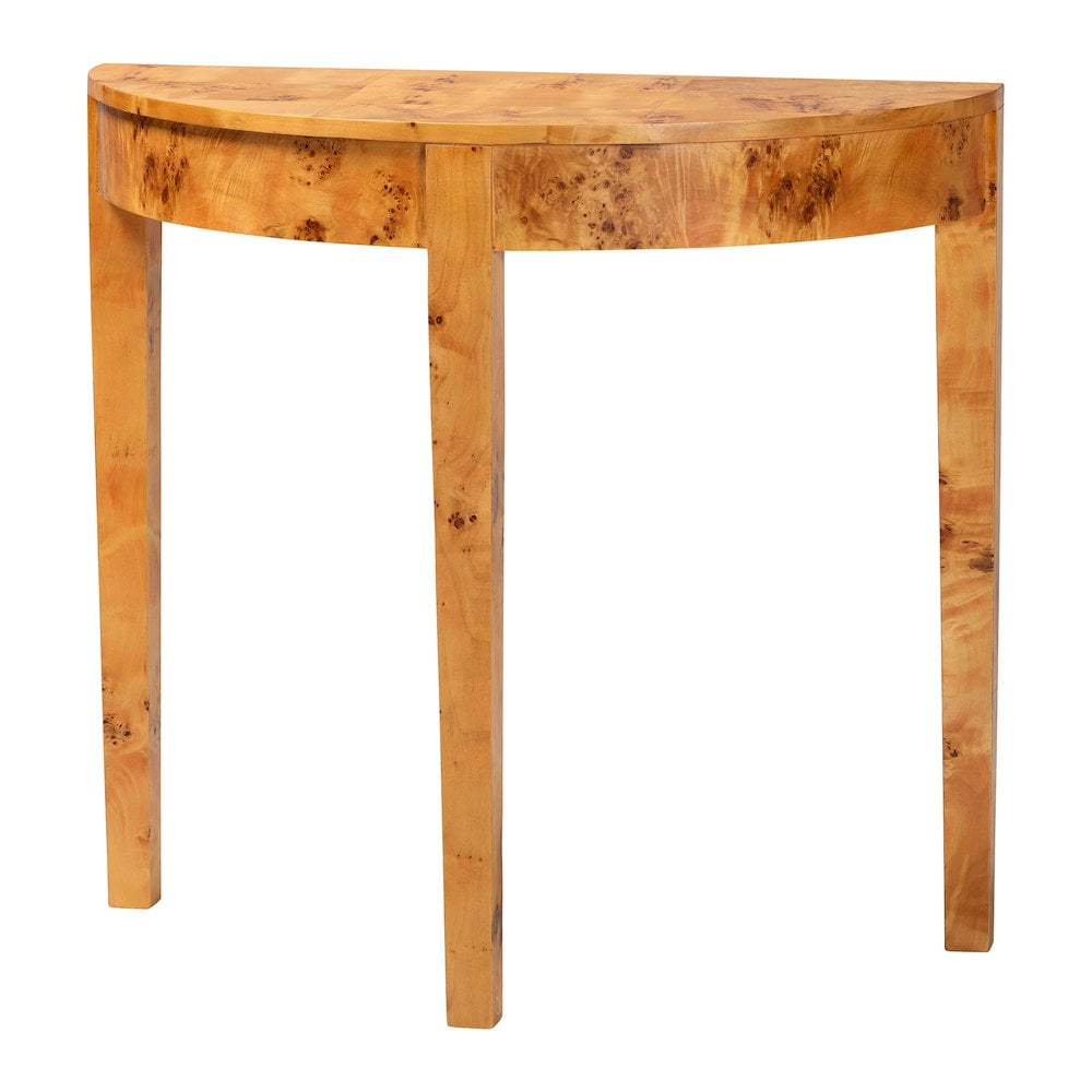 bali & pari Jihan Natural Real Burl Wood Half-Moon Console Table ...