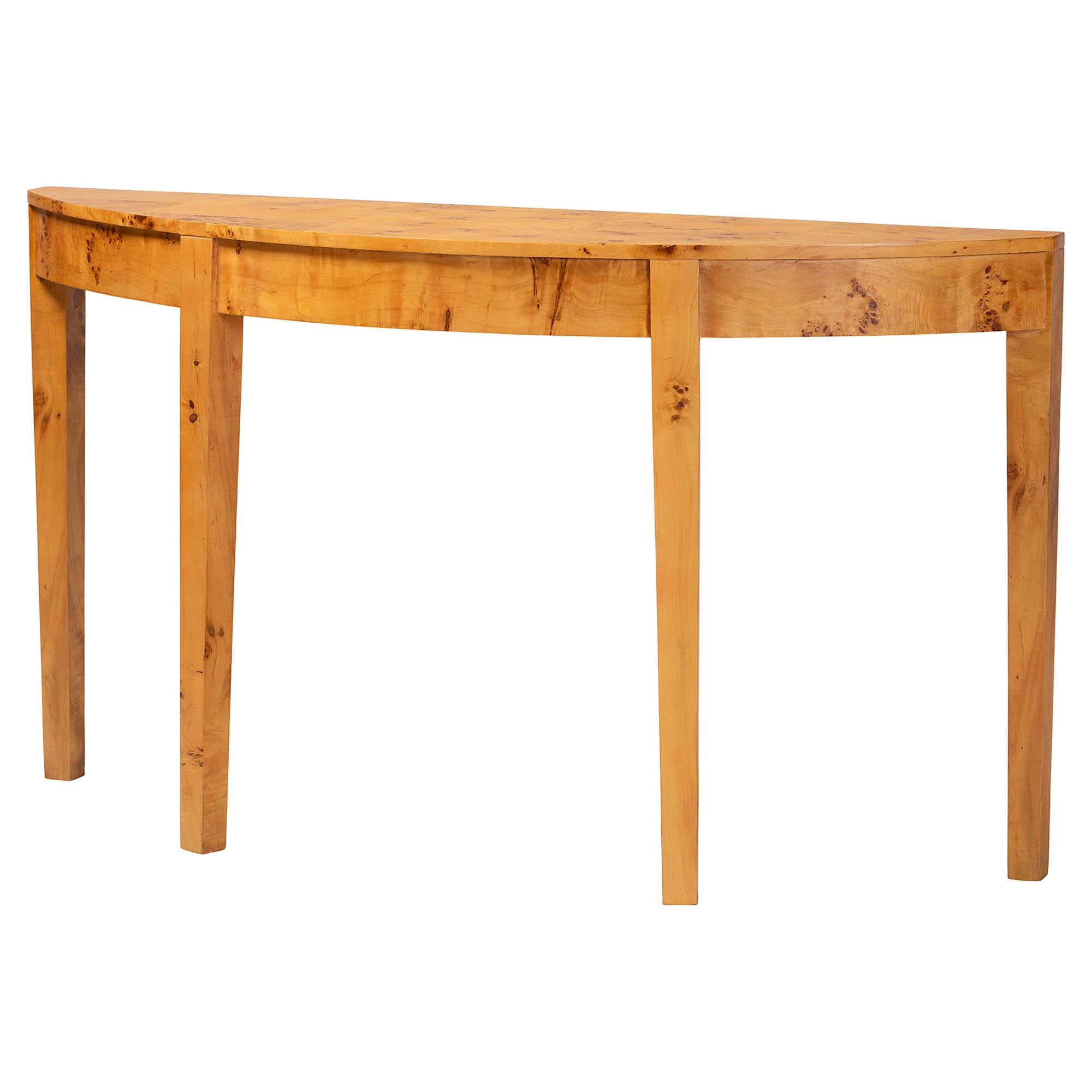 bali & pari Jihan Natural Real Burl Wood Half-Moon Large Console Table ...