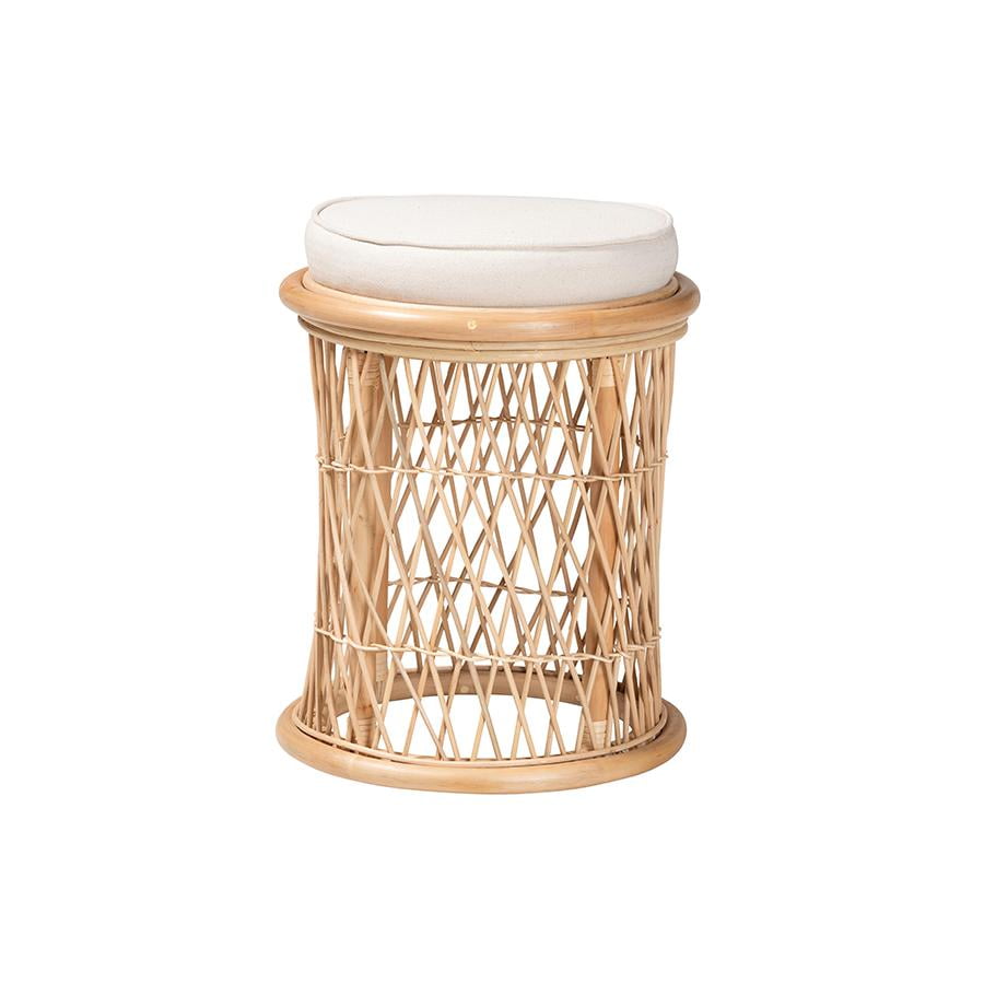 bali & pari Junius Bohemian Natural Rattan Ottoman Footstool - Walmart.com