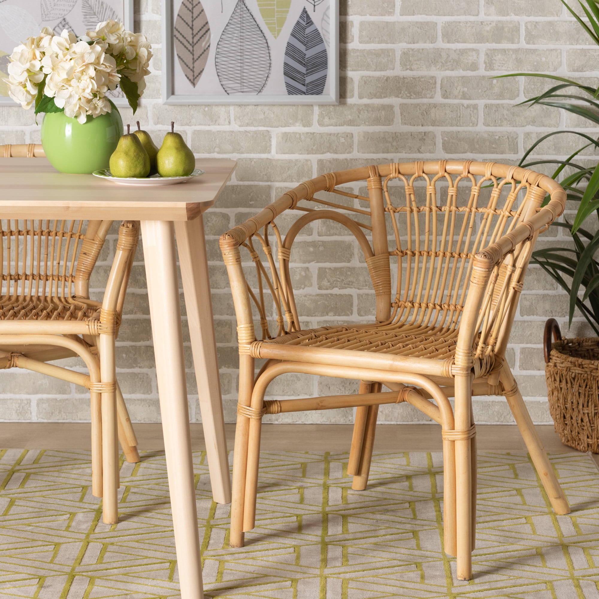 bali & pari Kaka Rattan BOHO Dining Chair, Natural Brown - Walmart.com