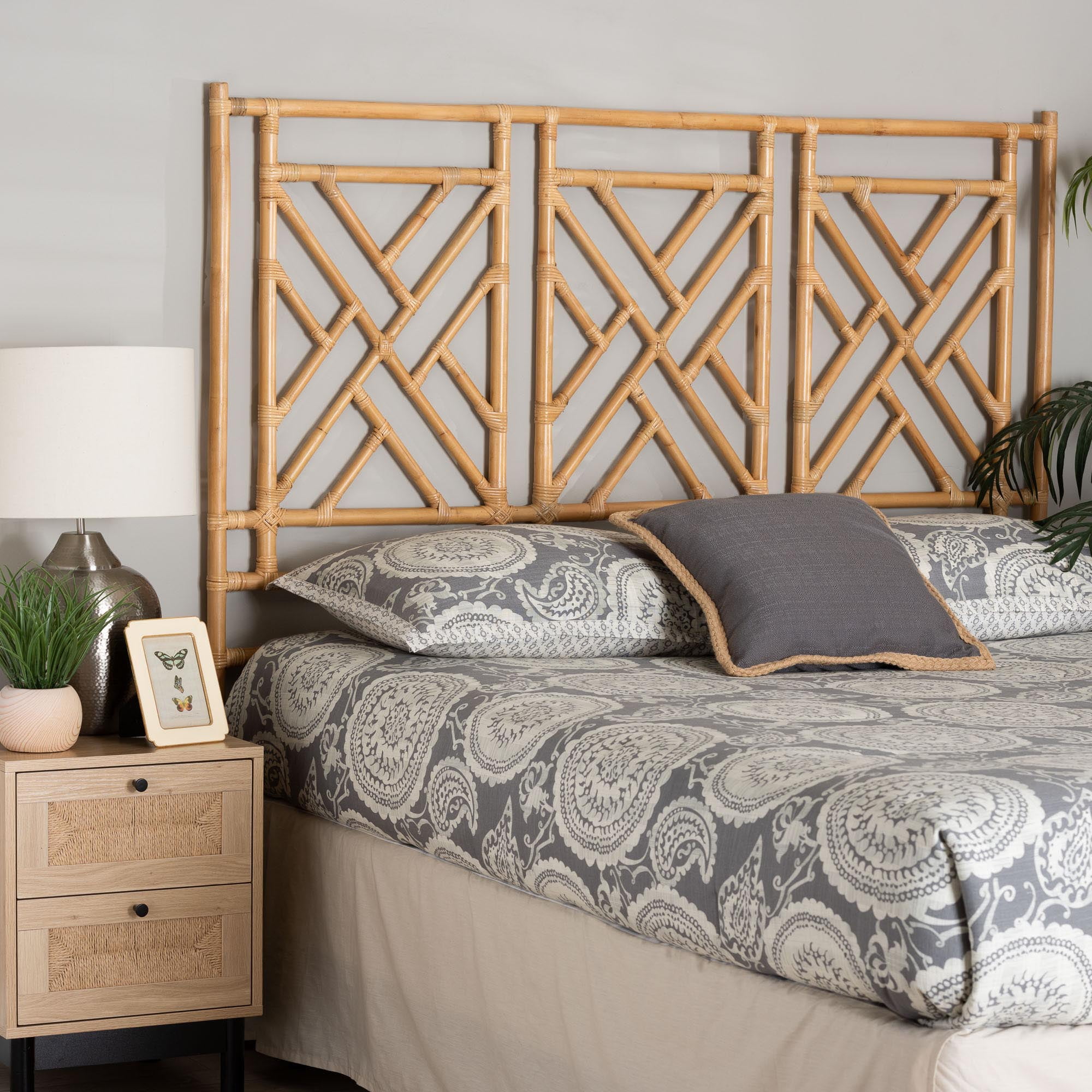 Karavo Boho Standalone Headboard - Natural Rattan - Walmart.com