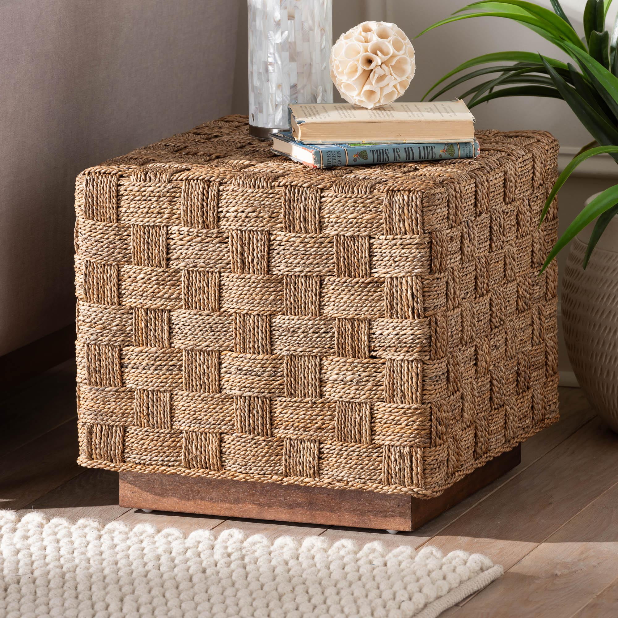 Karina Boho End Table - Natural Seagrass - Craftsmanship - Walmart.com