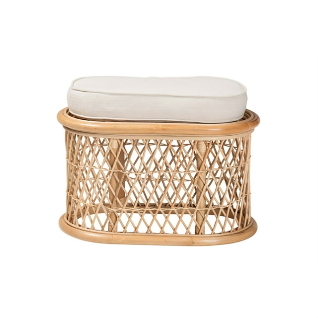 bali & pari Ladonna Bohemian Natural Rattan Ottoman Footstool - Walmart.com