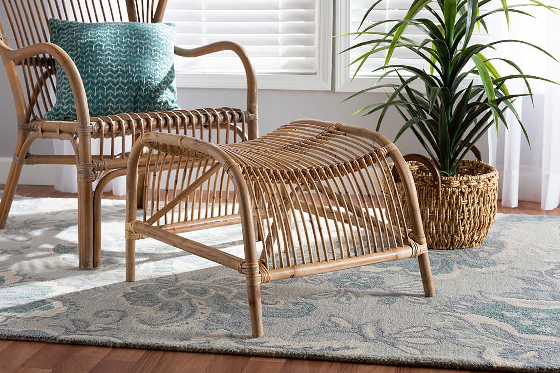 Lamaria Rattan BOHO Footstool - Natural Brown - Furniture - Walmart.com
