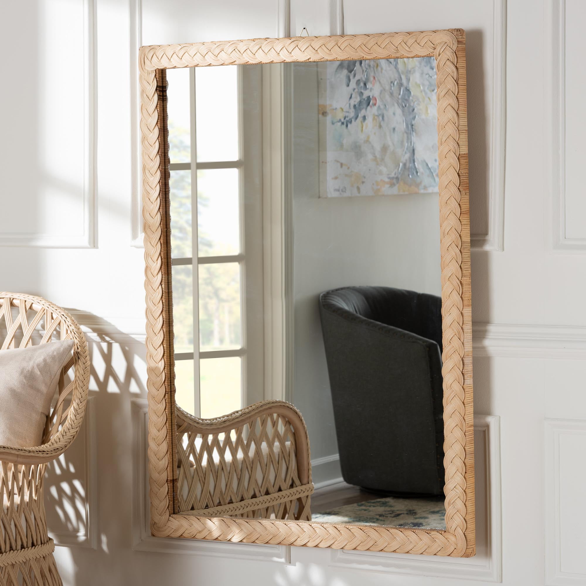 bali & pari Lanica Japandi Mirror, Pale brown - Walmart.com