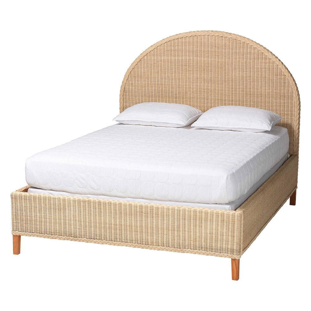 bali & pari Lanica Japandi Sun-Bleached Braided Rattan Queen Size Bed ...