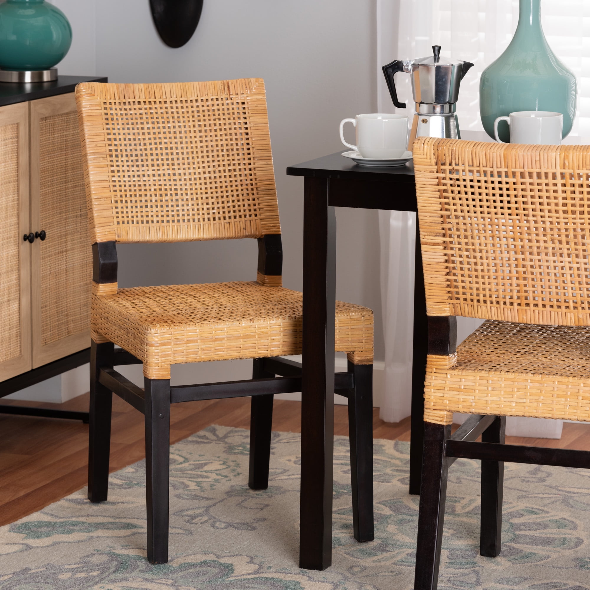Free Shipping! bali & pari Lesia Rattan Mahogany Dining Chair Natural ...