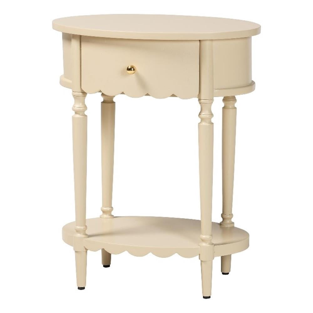 bali & pari Liba End Table 1-Drawer Accent Table with Scalloped ...