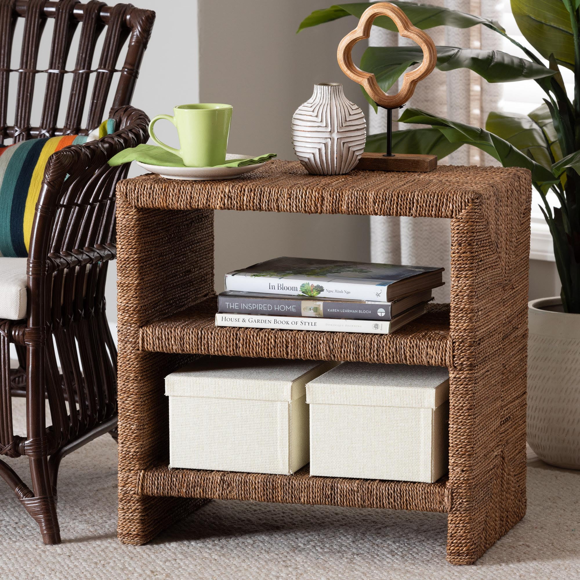 bali & pari Liza Boho End Table - Seagrass - 2-Tier Design - Walmart.com