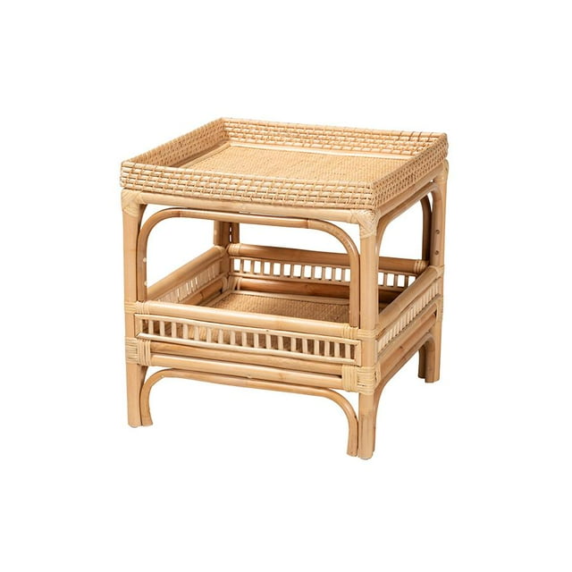 Bali & Pari Lombok Boho Natural Rattan Wood Square Accent End Table ...