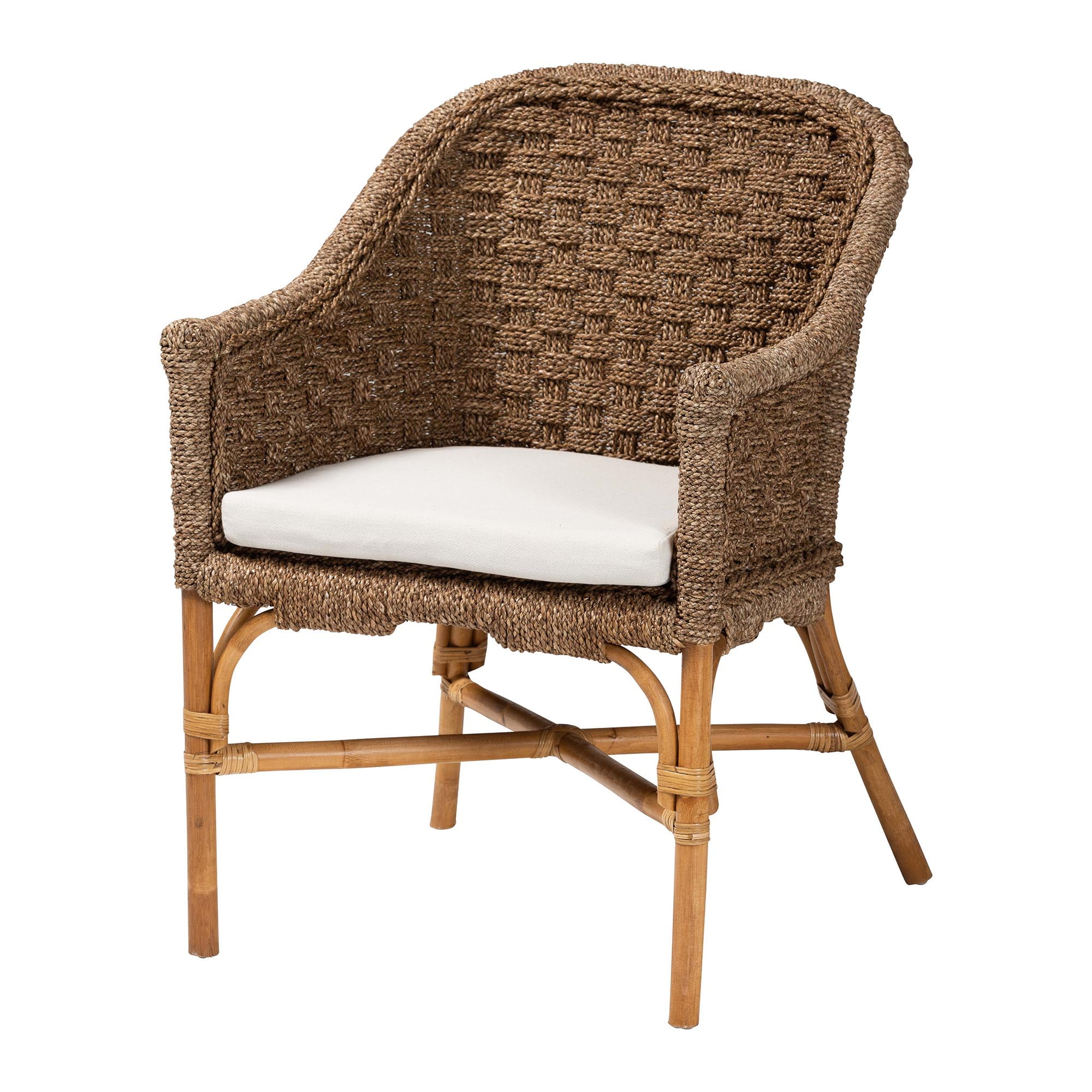bali & pari Luis Bohemian Natural Seagrass and Rattan Arm Chair ...
