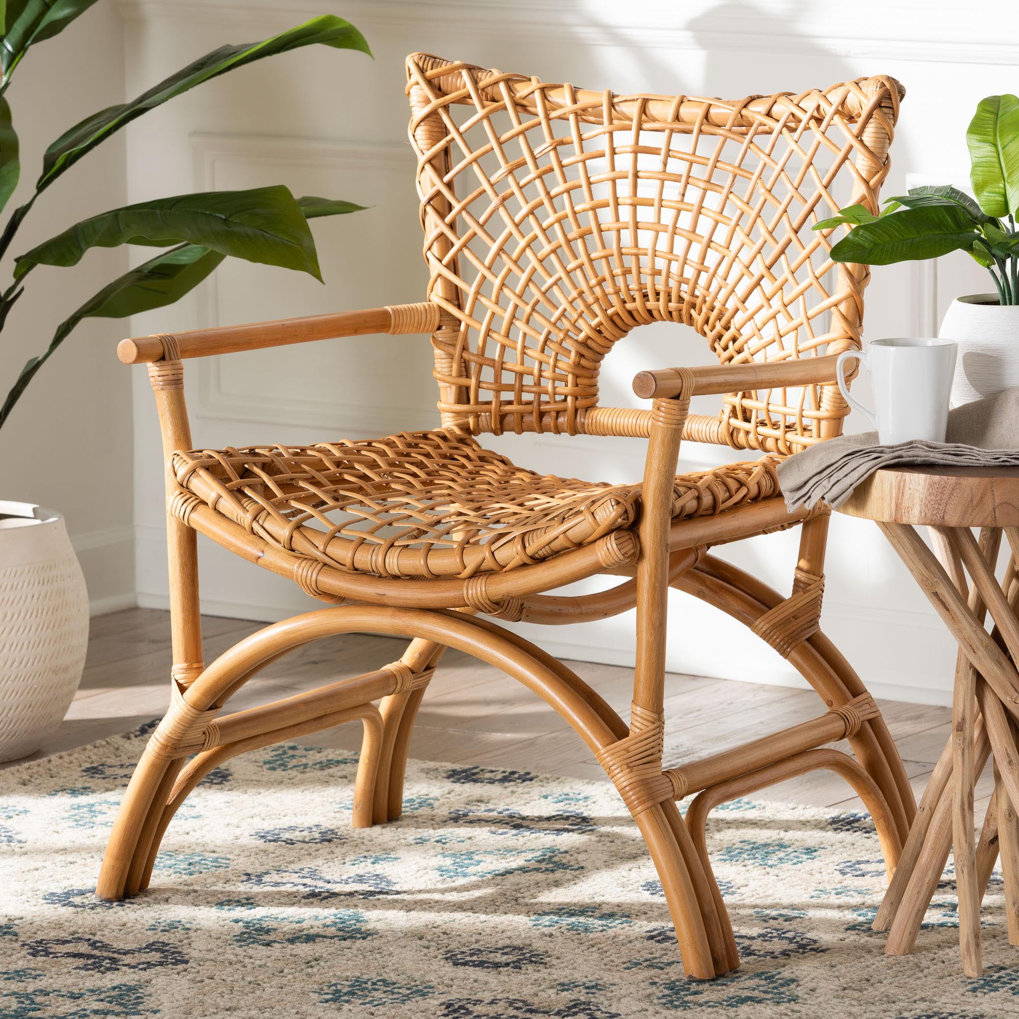 bali & pari Mamba Boho Arm Chair, Light Honey - Walmart.com