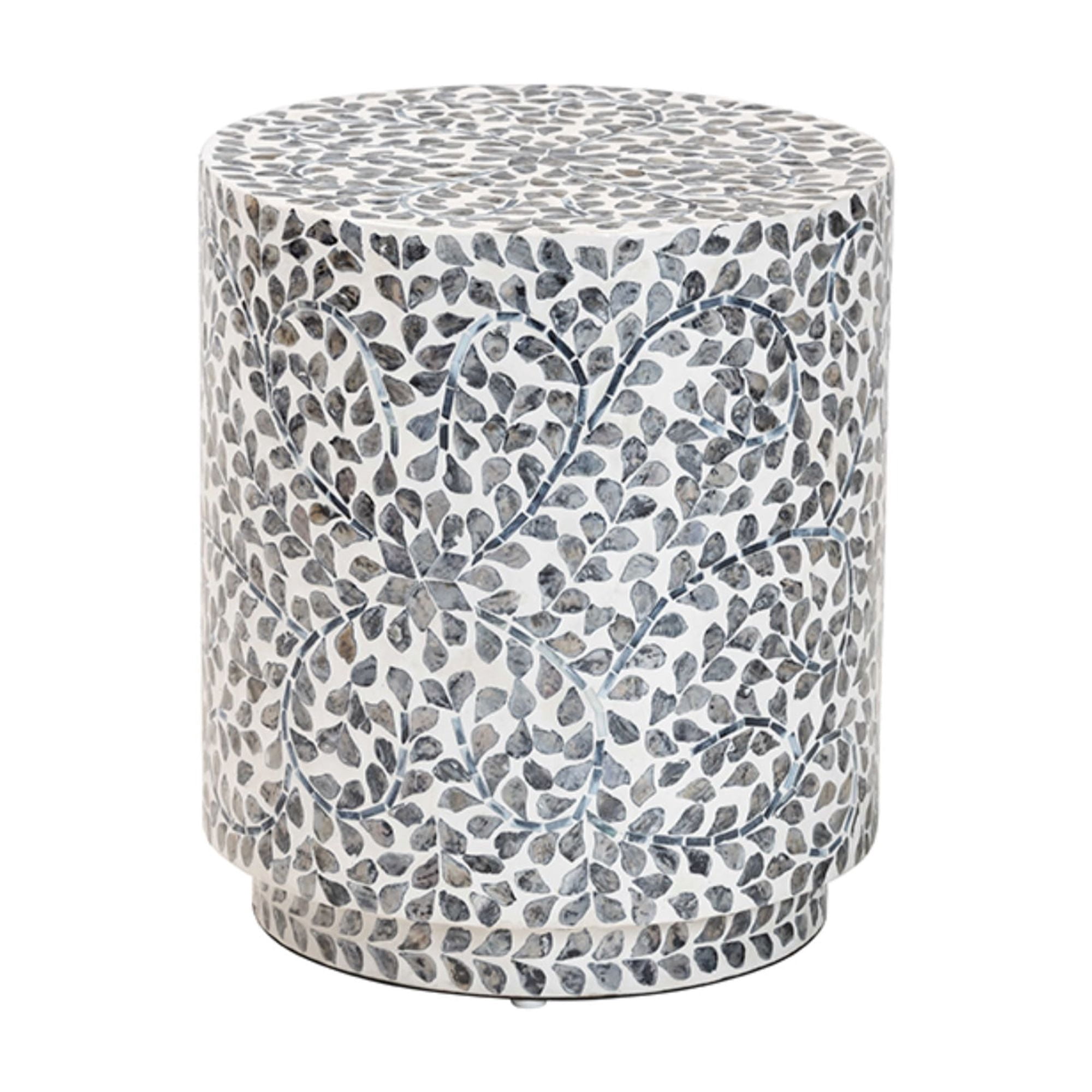 bali & pari Marilla Black and White Capiz Shell Ottoman Footstool ...
