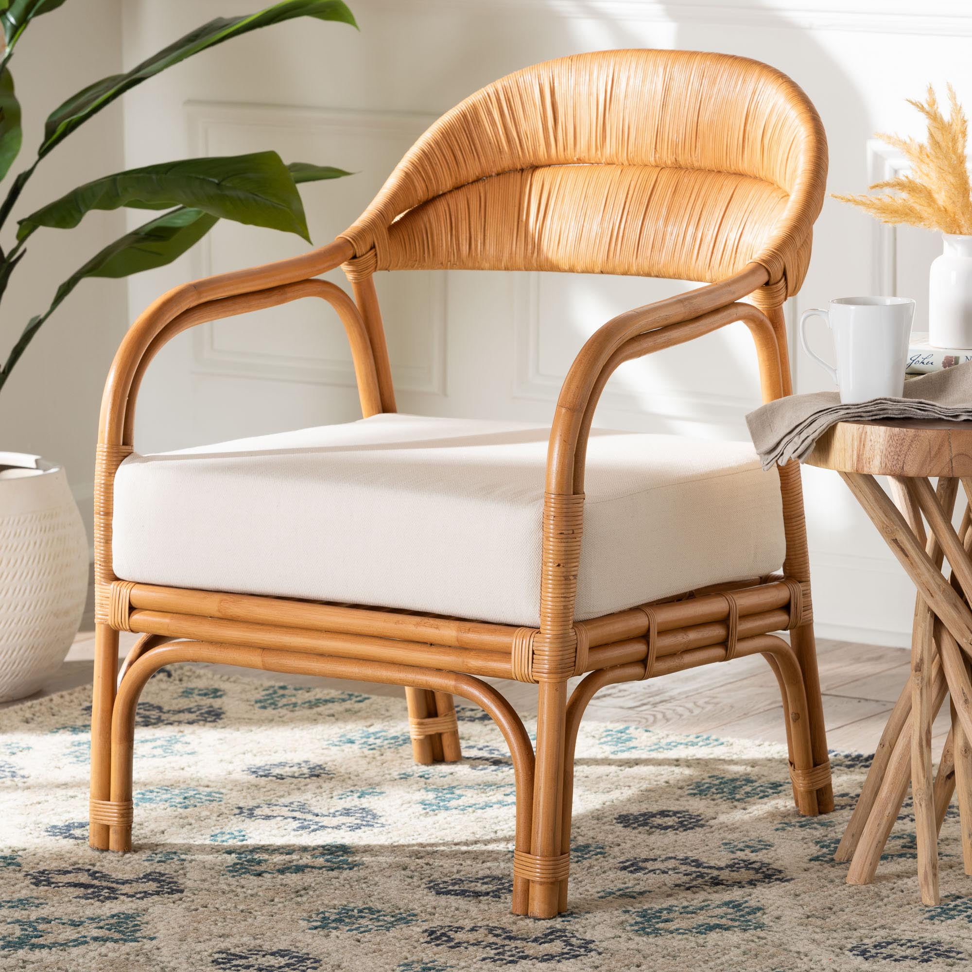 bali & pari Marisa Boho Arm Chair, Light Honey - Walmart.com