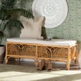bali & pari Materra Bohemian Natural Rattan Bench with Upholstered ...