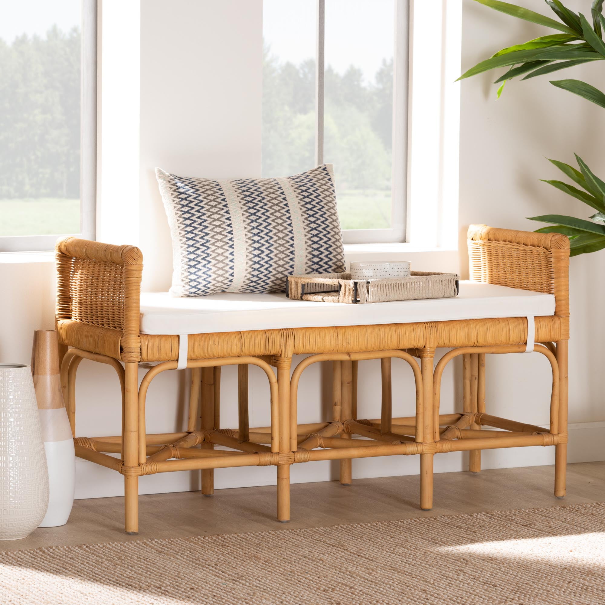 Modern rattan bench store