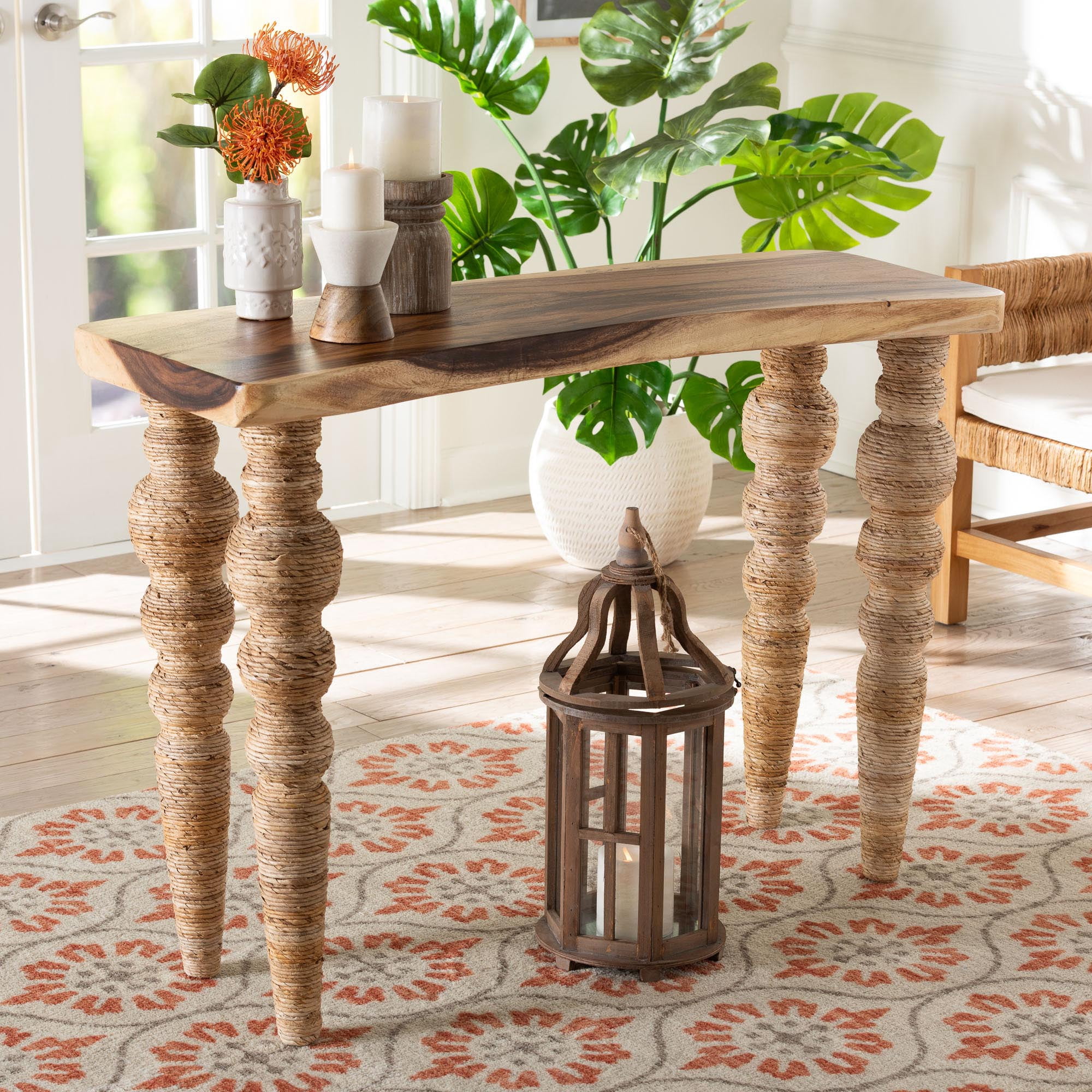 bali & pari Nasnan Boho Console Table, Natural Brown - Walmart.com
