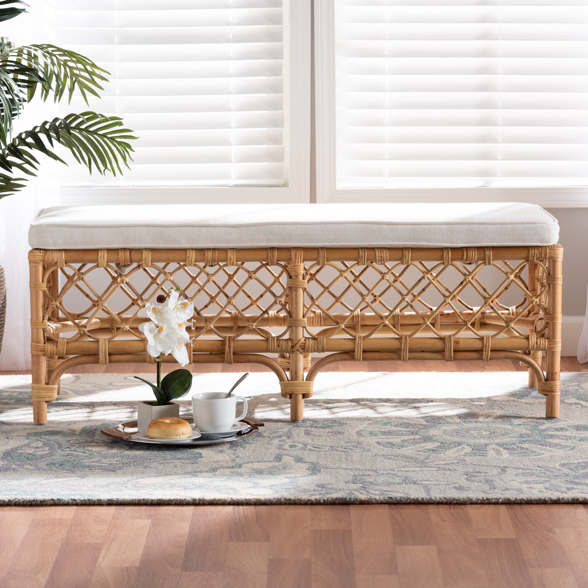 Free Shipping bali pari Orchard Rattan BOHO Bench Natural Brown Walmart
