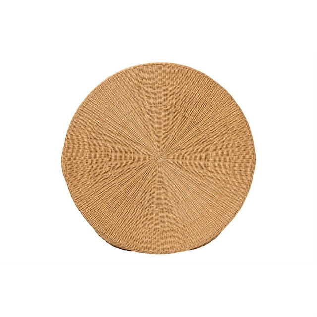 Bali & Pari Palm Bohemian Honey Scallop Rattan Coffee Table with Wood ...