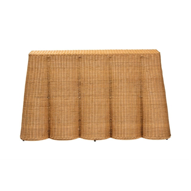 Bali & Pari Palm Bohemian Honey Scallop Rattan Metal Console Table for ...