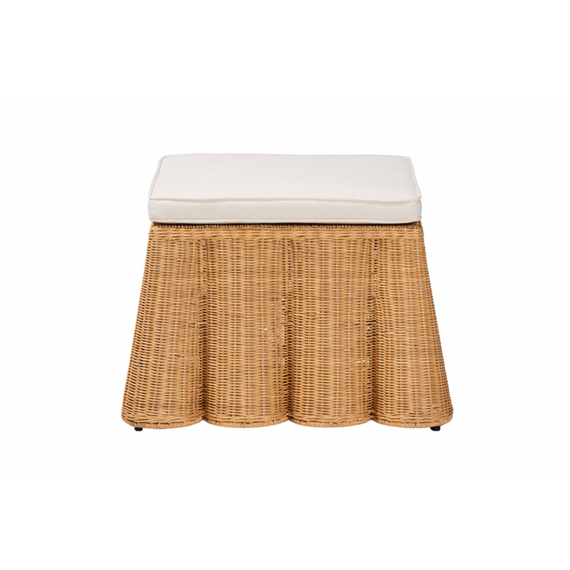 Bali & Pari Bohemian Honey Scallop Rattan Ottoman, Metal Furniture ...