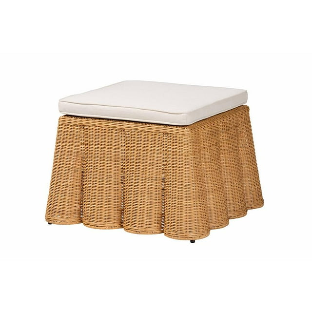 Bali & Pari Bohemian Honey Scallop Rattan Ottoman, Metal Furniture ...