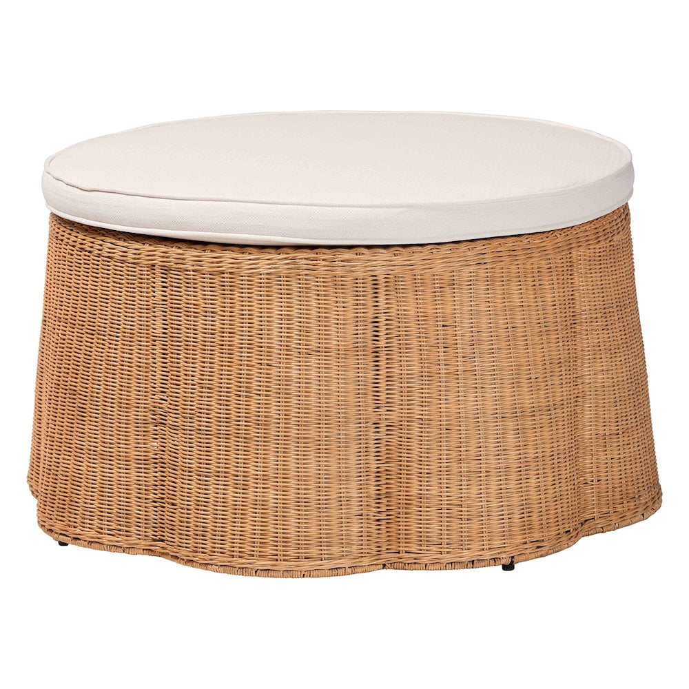 bali & pari Palm Scallop Natural Rattan Ottoman - Walmart.com