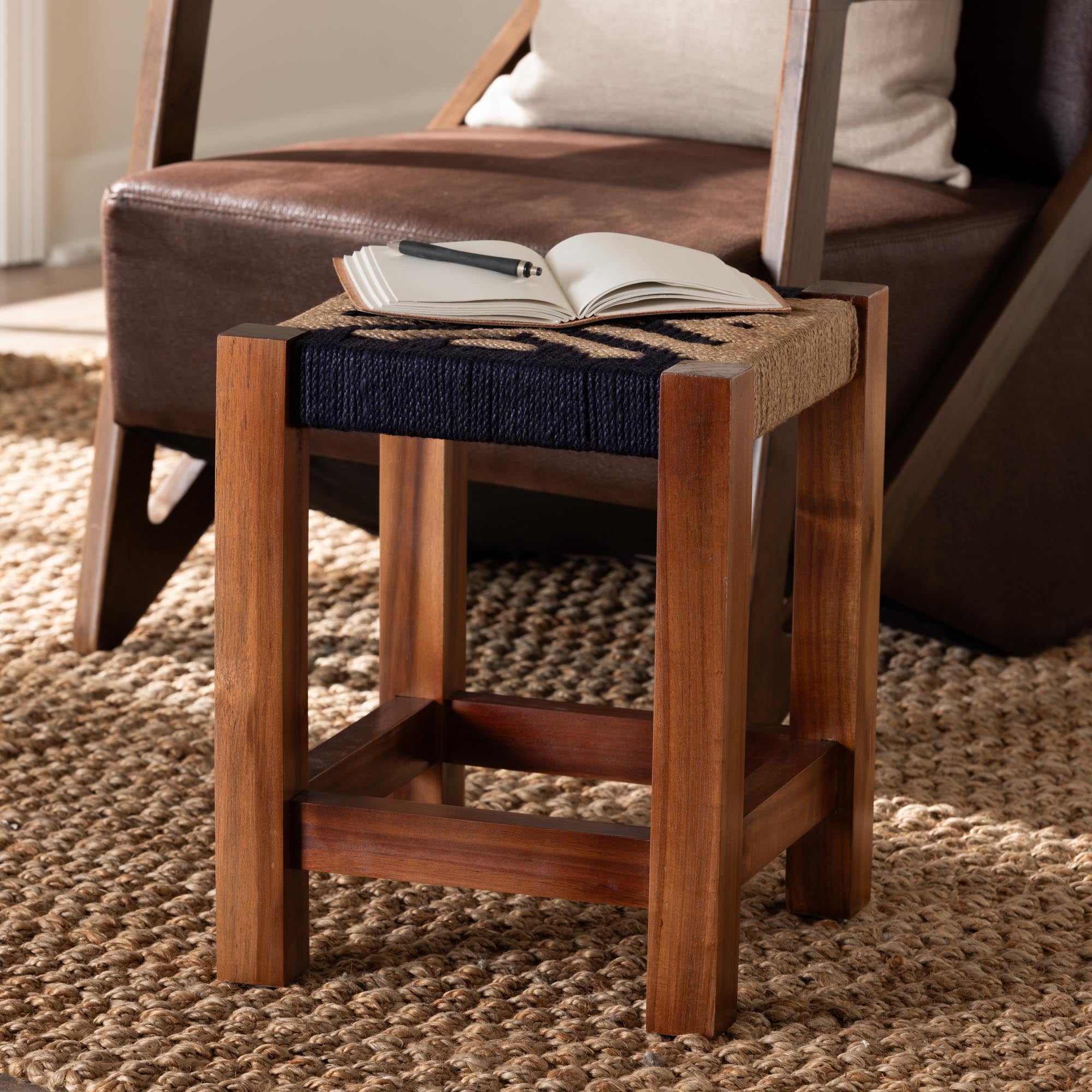 bali & pari Prunella Modern Bohemian Two-Tone Navy Blue and Natural ...